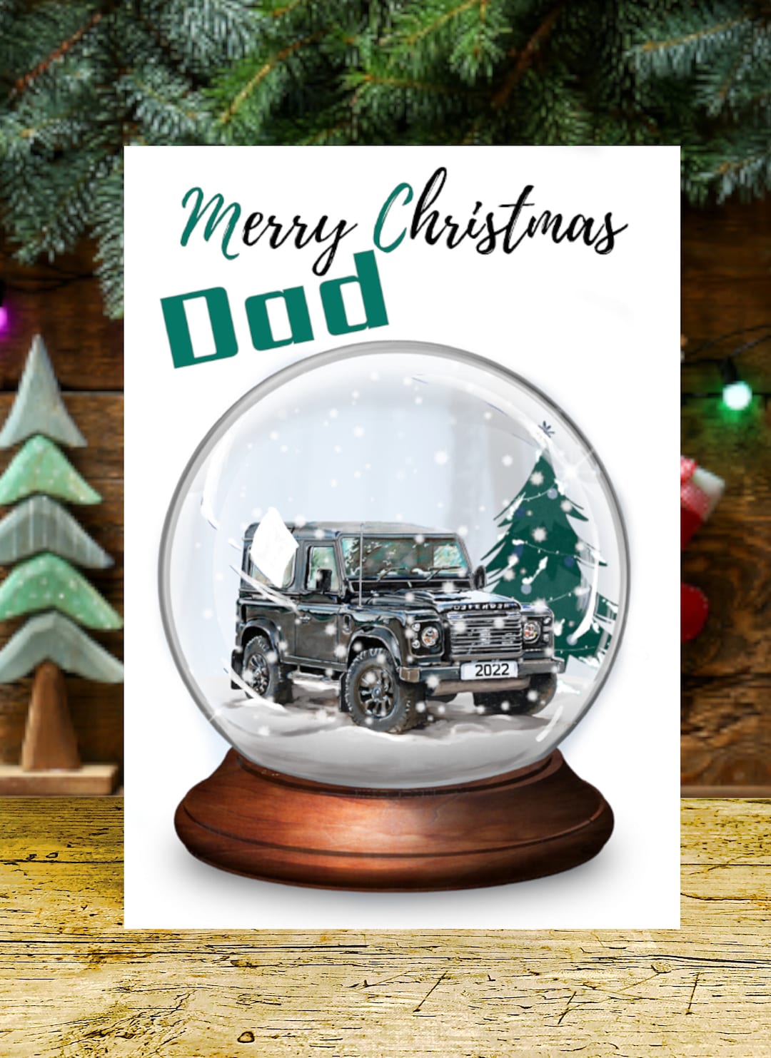 Personalised Land Rover Defender Christmas Card for Him, Personalised ...