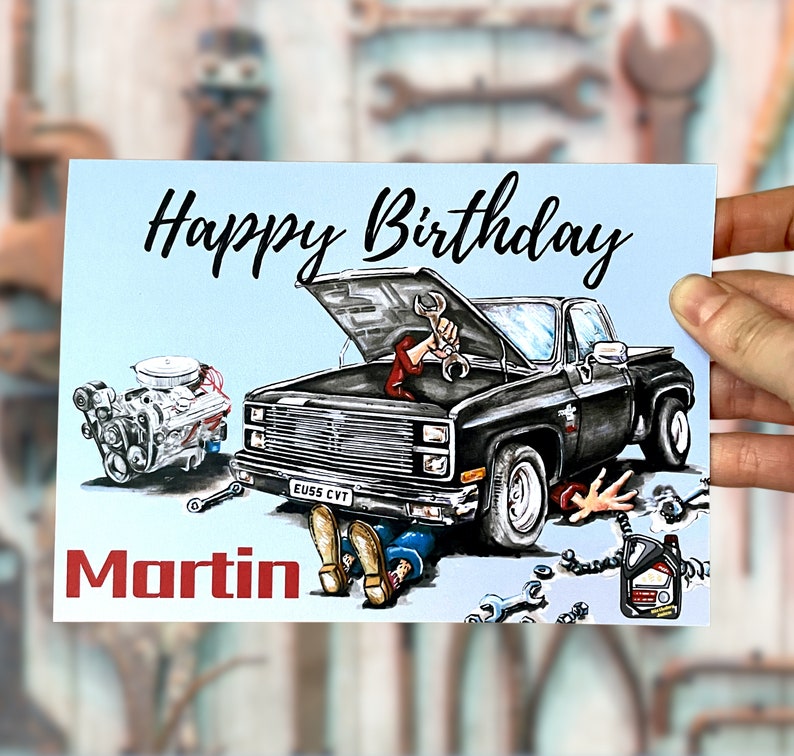 Personalized Classic Chevy Pick up Truck Birthday Card for - Etsy