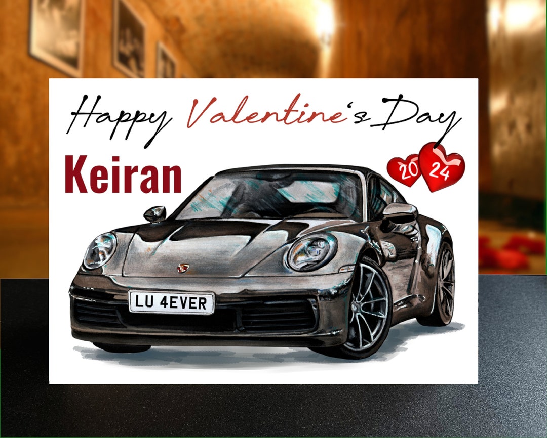 Personalized Black Porsche 911 Valentine's Day Card for Him ...