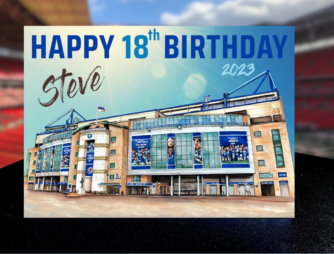 Chelsea Football Club Birthday Card, Personalised Stanford Bridge ...