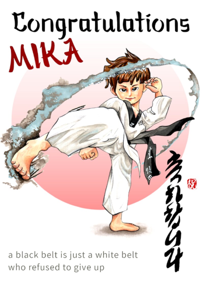 Taekwando Karate Congratulations Card Personalised Taekwando - Etsy
