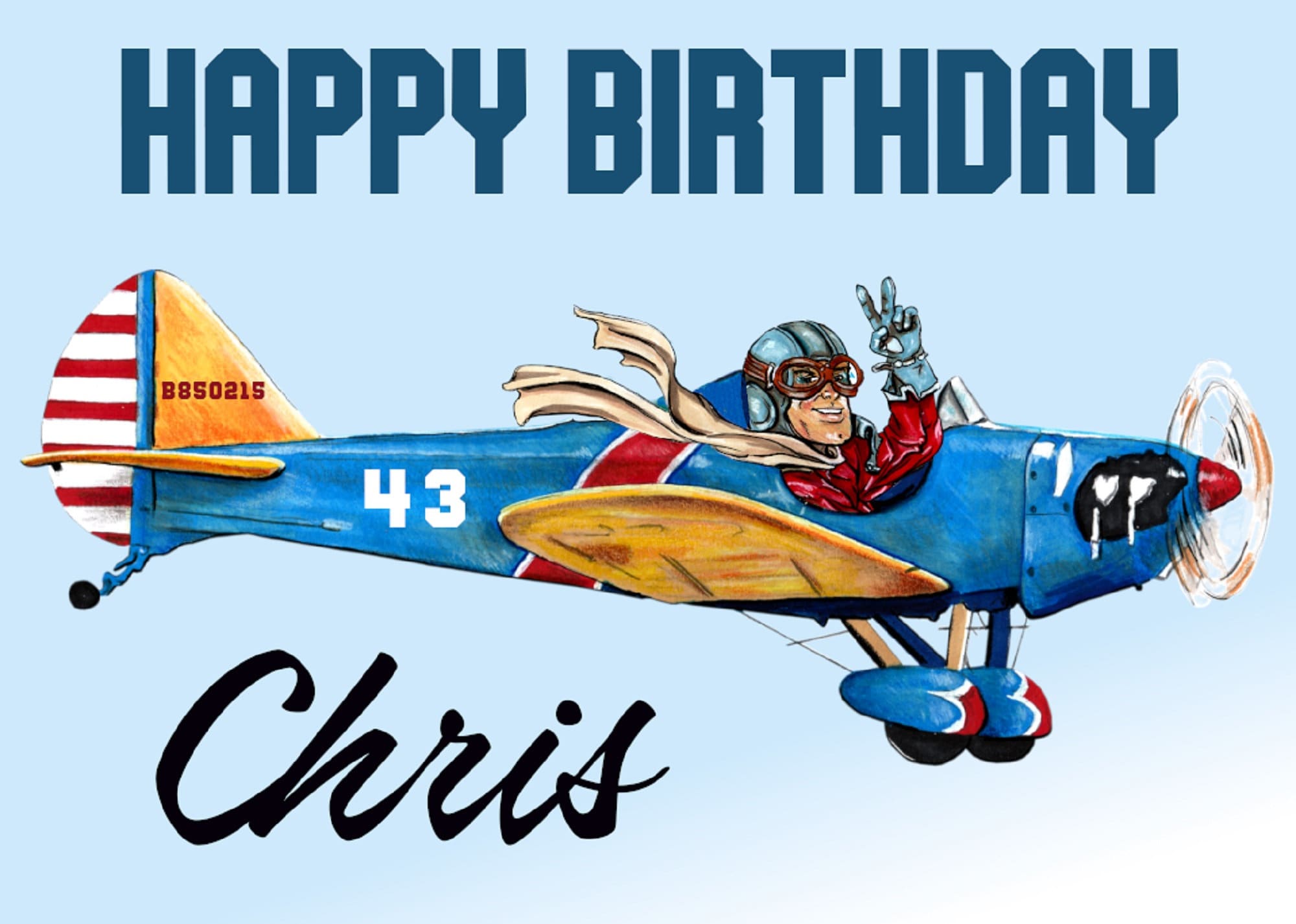 Personalized Pilot Birthday Card for Him Personalized Name - Etsy