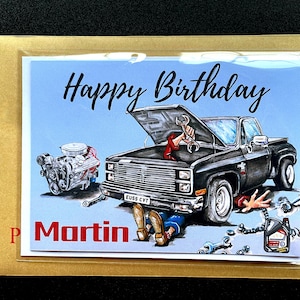 Personalized Chevy Pick up Truck Birthday Card for Him, Personalized ...