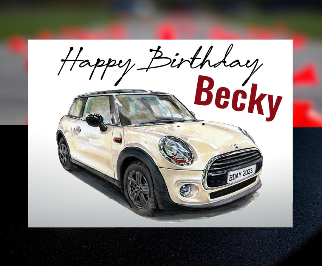 Personalized Mini Cooper Birthday Card, Personalised Birthday Card for ...