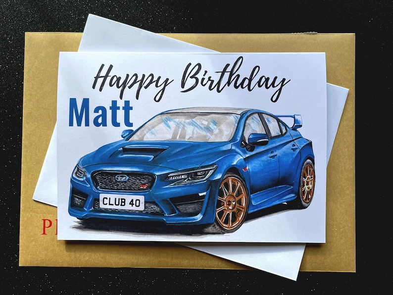 Personalized Blue Subaru Birthday Card for Him Personalized - Etsy UK