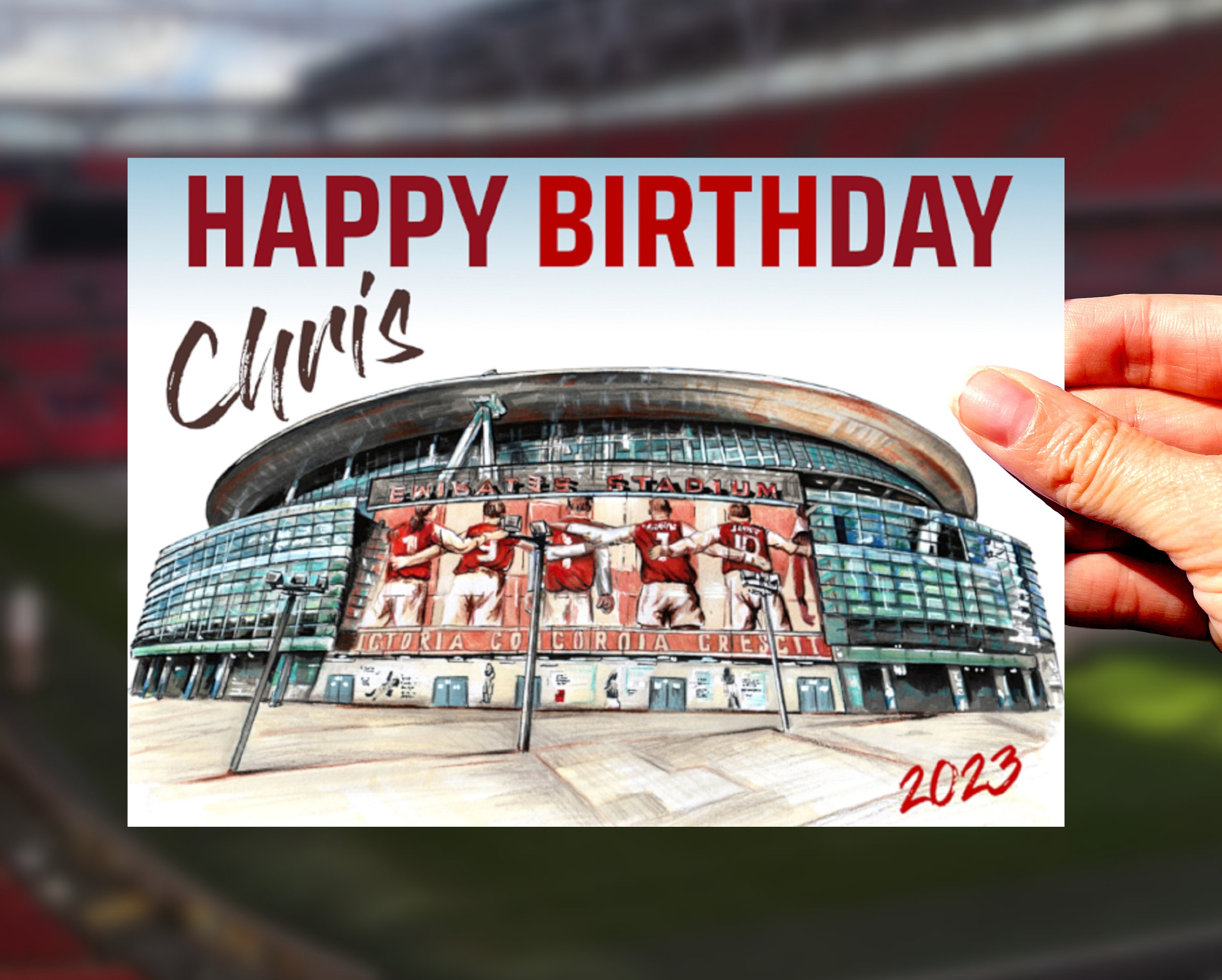 Arsenal Birthday Card Personalised Emirates Stadium Card - Etsy UK