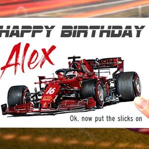 F1 Ferrari Birthday Card, Personalised Formula 1 Card, Personalised ...