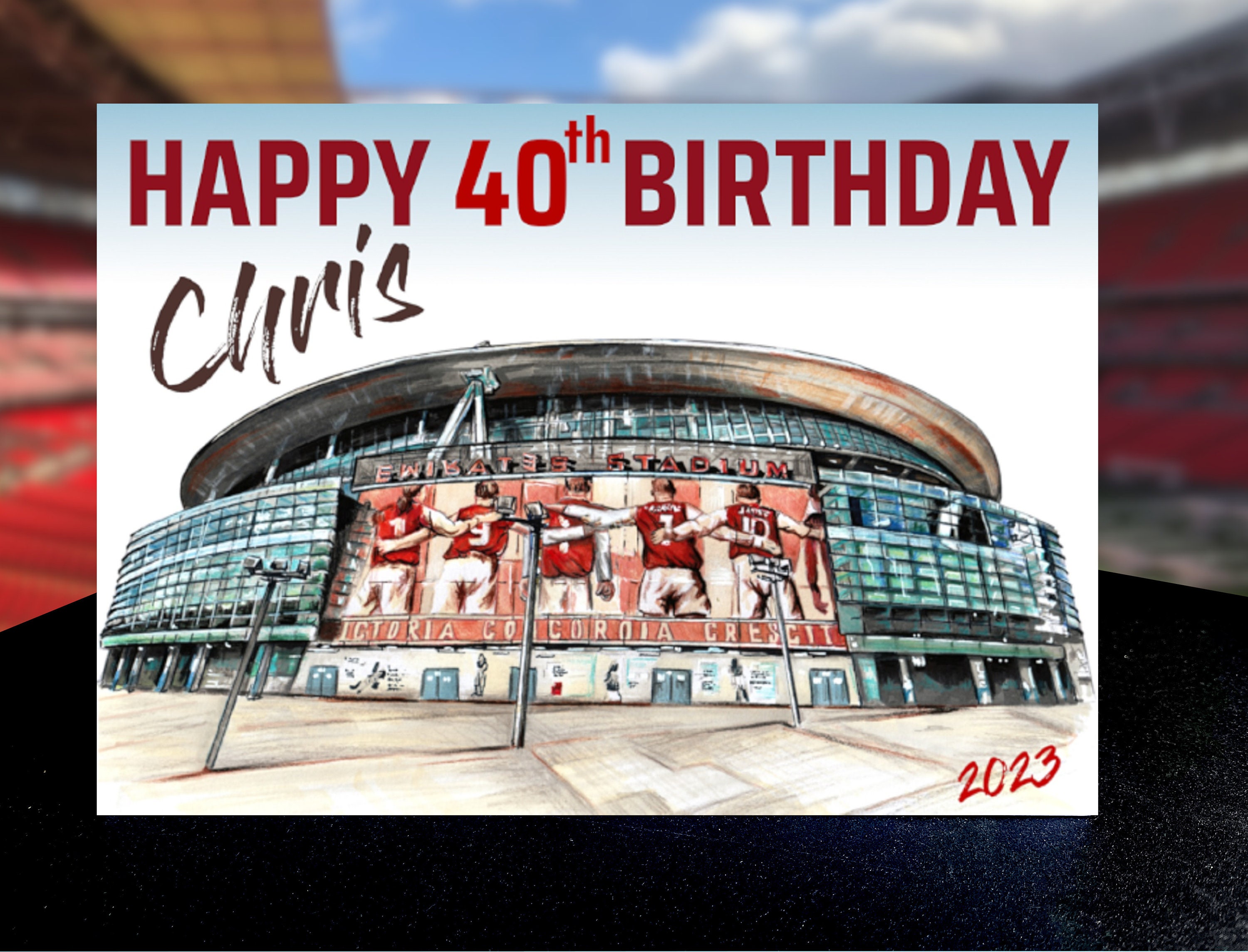 Arsenal Birthday Card Personalised Emirates Stadium Card - Etsy UK