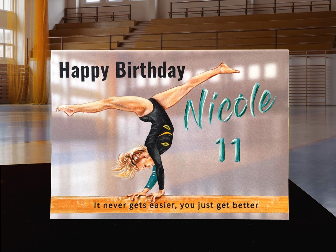 Personalised Birthday Card for Girls Who Love Gymnastics, Personalised ...