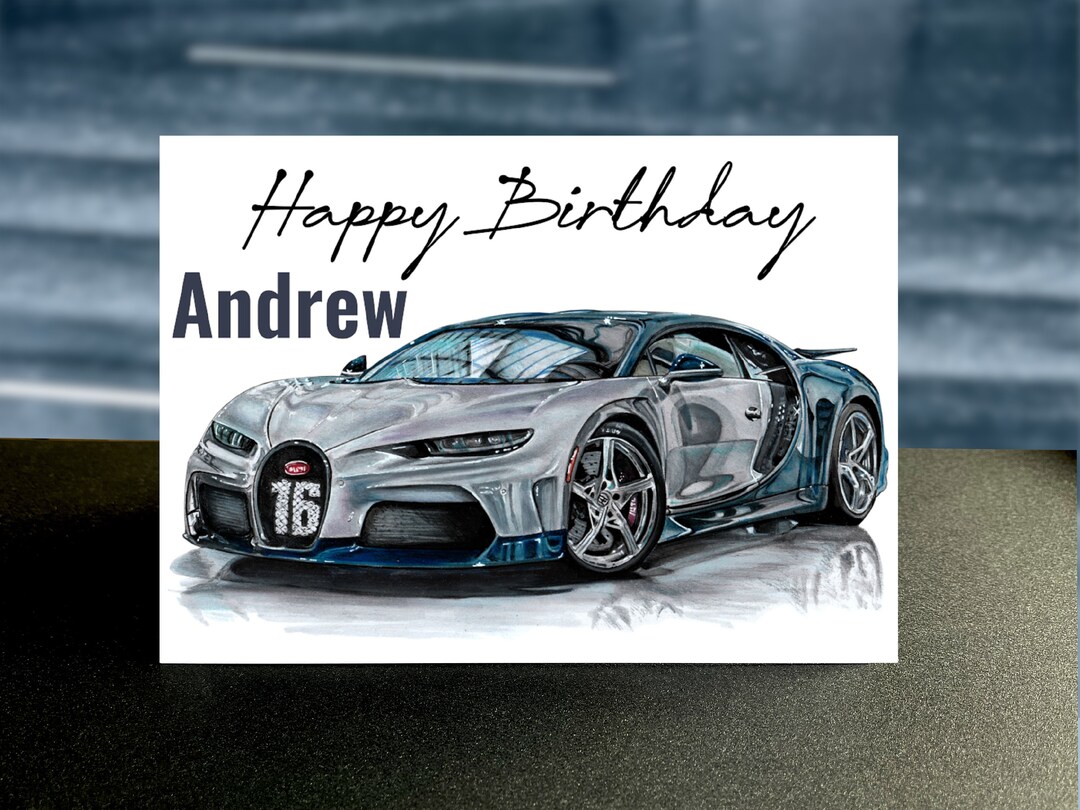 Personalized Bugatti Birthday Card for Him, Personalized Birthday Card ...