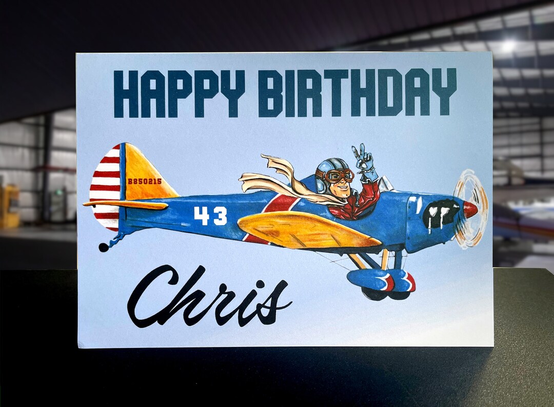 Personalized Pilot Birthday Card for Him, Personalized Name and Age ...