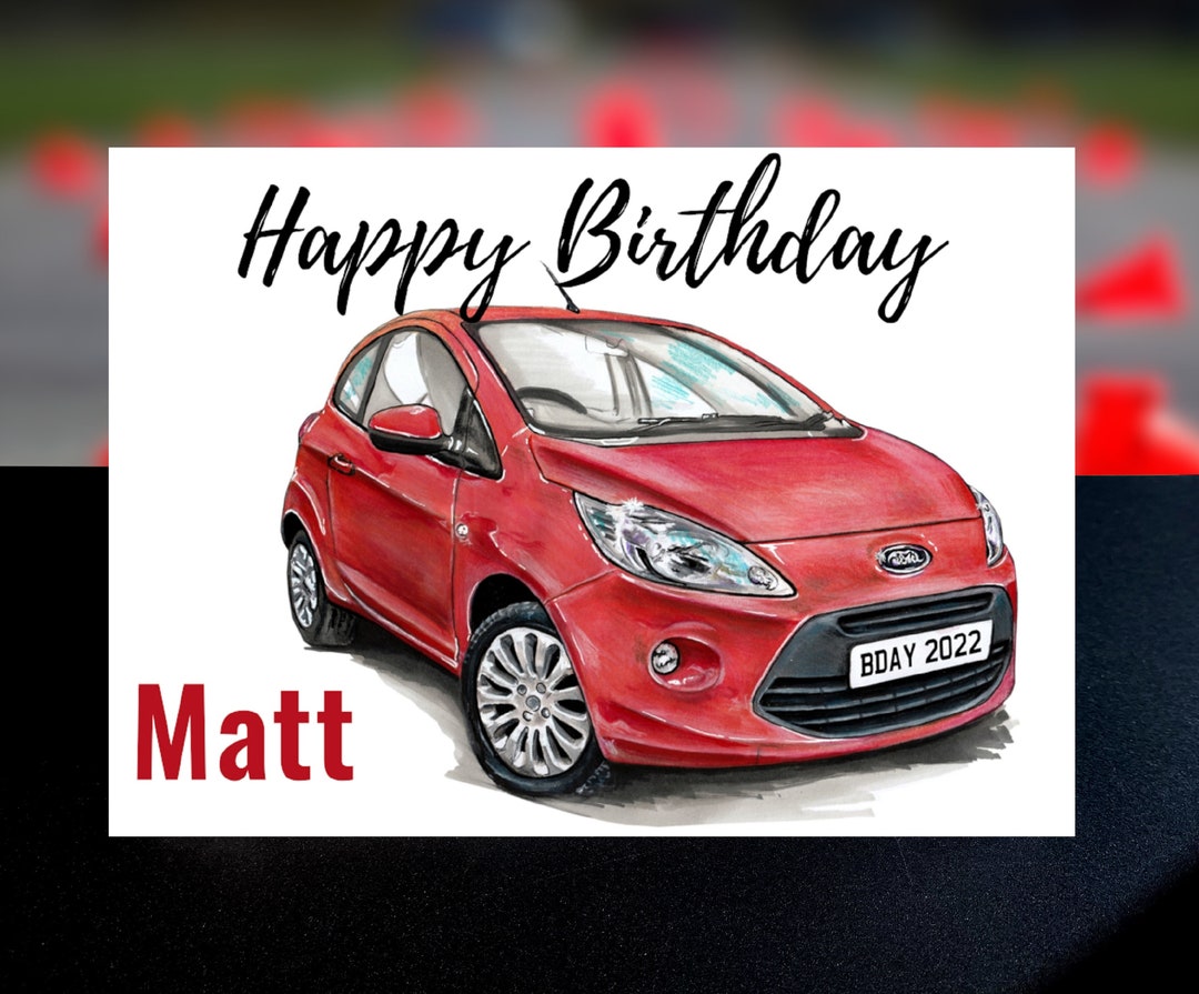 Personalized Red Ford Ka Birthday Card for Him or Her - Etsy