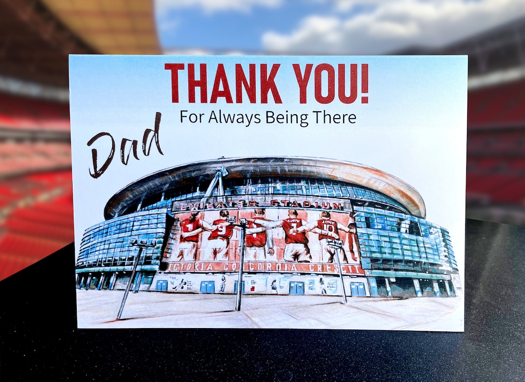 Personalised Arsenal FC Card, Thank You Card of the Emirates Stadium ...