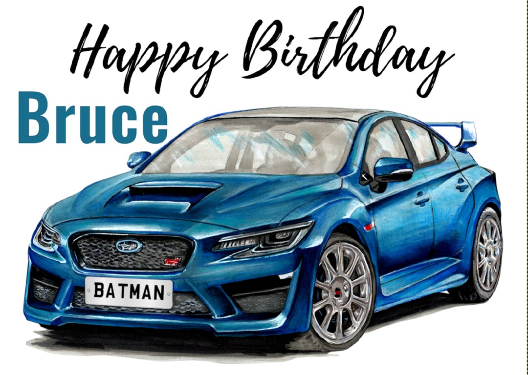 Personalized Blue Subaru WRX Birthday Card for Him, Personalized ...