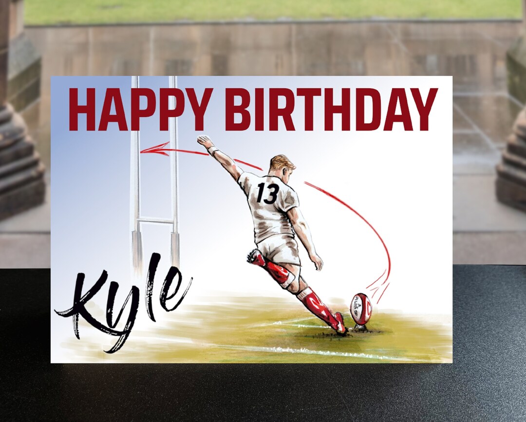 Personalized Birthday Card for Young Rugby Players, Personalized Rugby ...