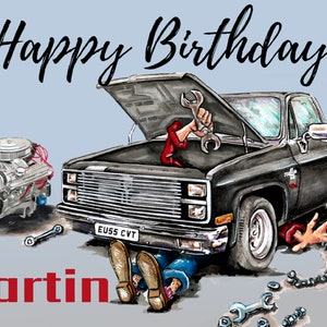 Personalized Chevy Pick up Truck Birthday Card for Him, Personalized ...