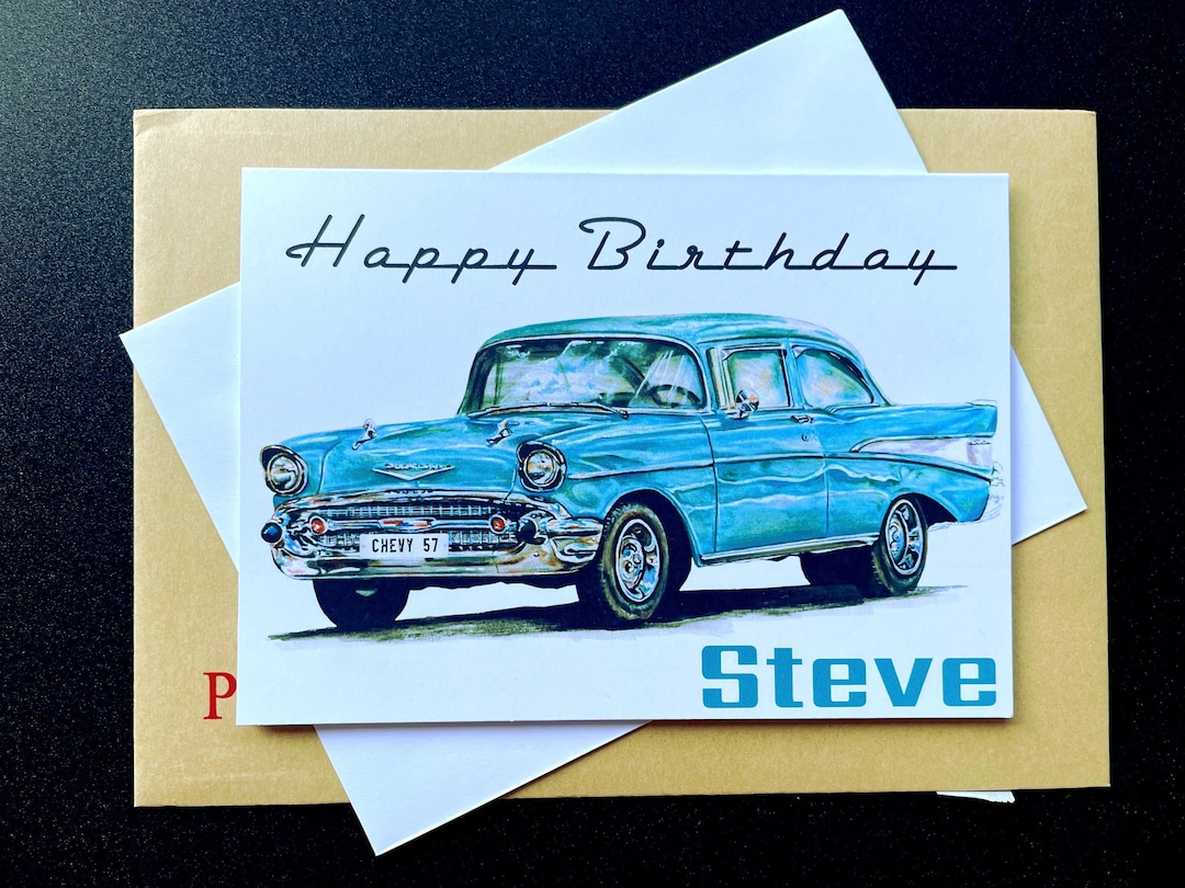 Classic Chevy Belair Birthday Card for Him, Personalized Chevy Number ...