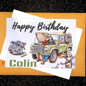 Personalized Land Rover Mechanic Birthday Card for Him, Funny ...