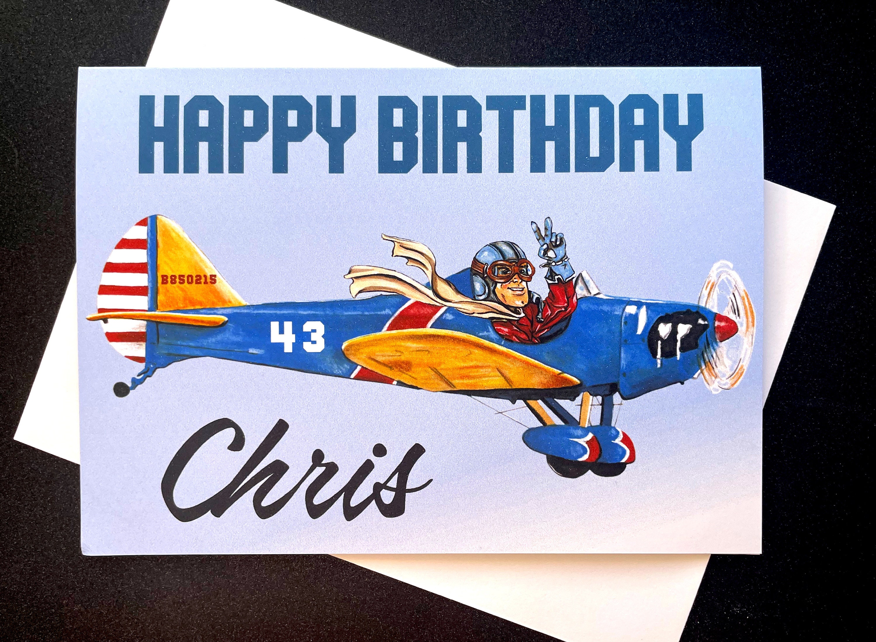 Personalized Pilot Birthday Card for Him Personalized Name - Etsy