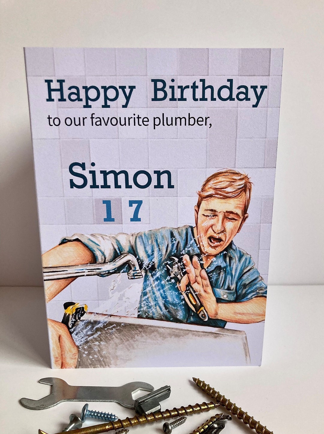 Funny birthday card for plumber, Personalised Birthday Card for him ...