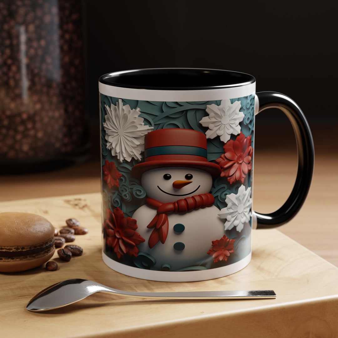 Christmas Snowman Mug, Holiday 3D Ceramic Cup, Festive Winter Coffee ...