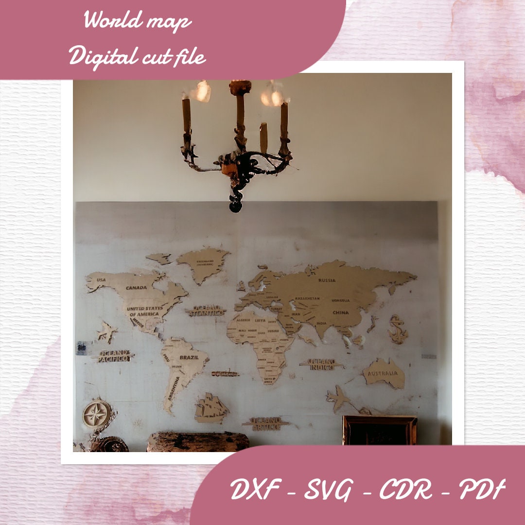 World Map - Digital Cut File - Etsy