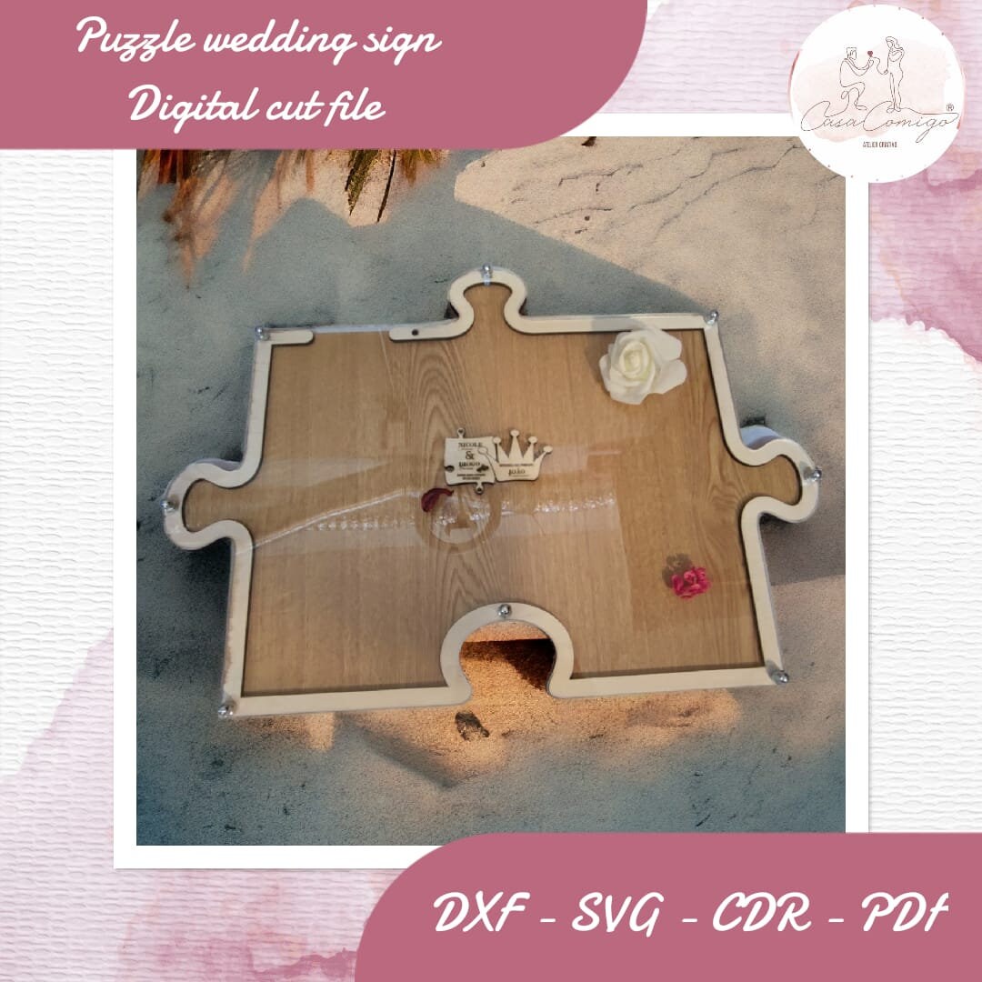 Digital Laser Cut Wooden Puzzle Frame Interactive Wedding Guestbook - Etsy