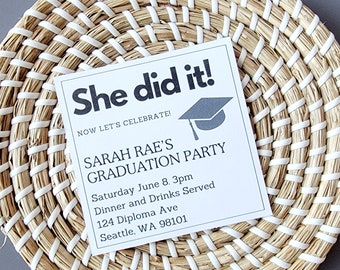 Classic Square Grad Party Inserts, Custom Graduation Details ...