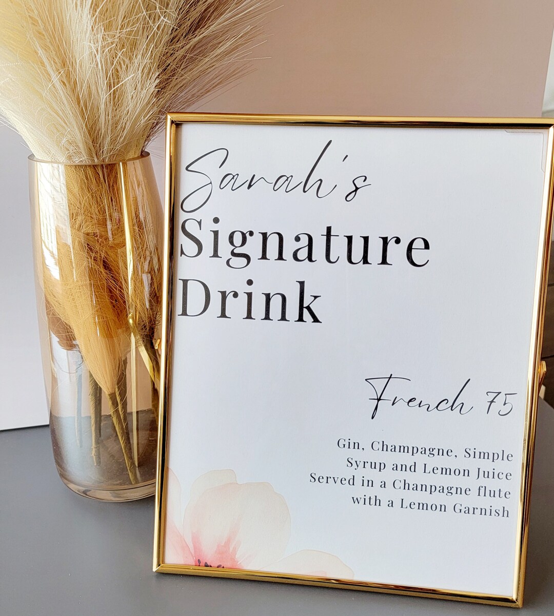 Signature Drink Sign, Printable Bridal Shower Bar Menu, Wedding Drink ...