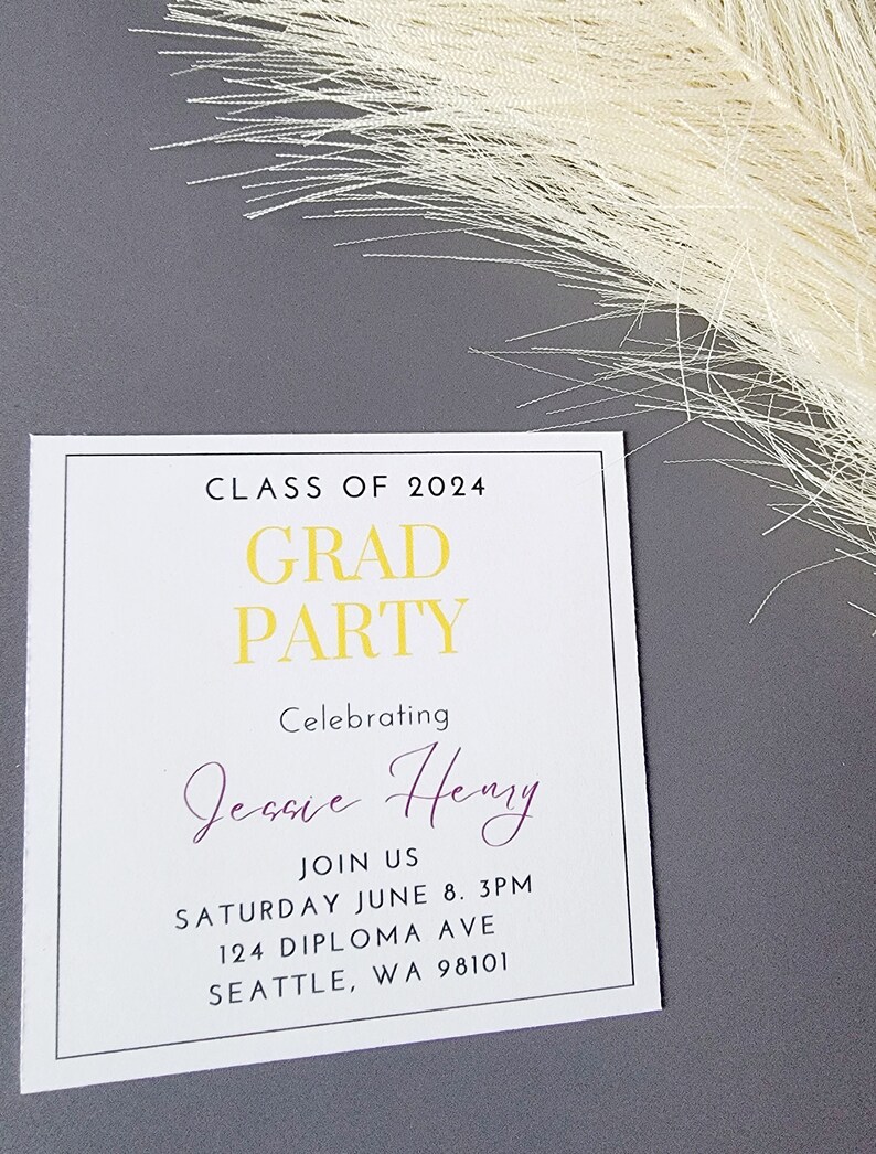 Printable Square Grad Party Inserts, Custom Graduation Details ...