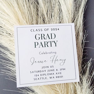 Printable Square Grad Party Inserts, Custom Graduation Details ...