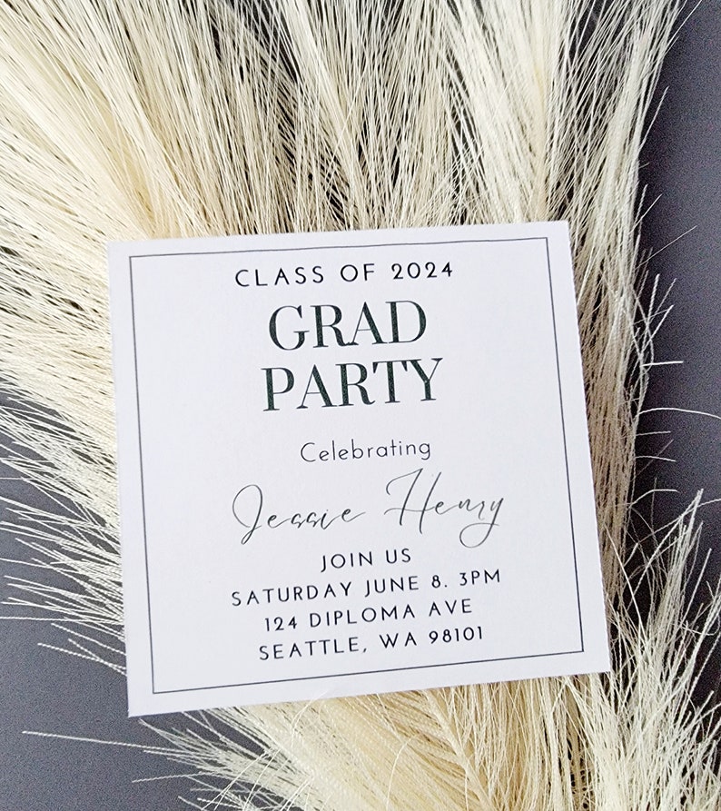 Printable Square Grad Party Inserts, Custom Graduation Details ...