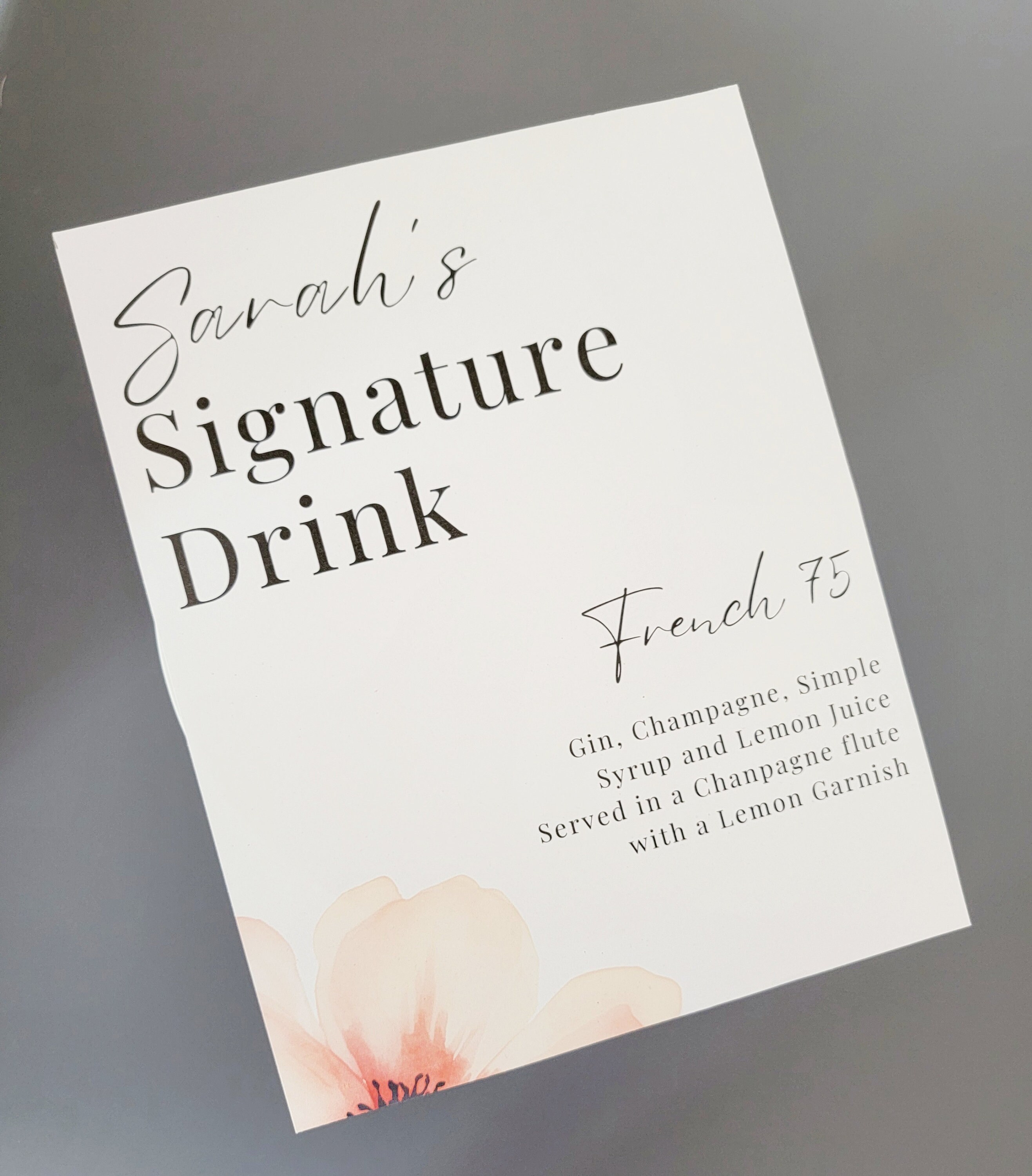 Signature Drink Sign, Bridal Shower Drink Sign, Signature Drink Sign ...
