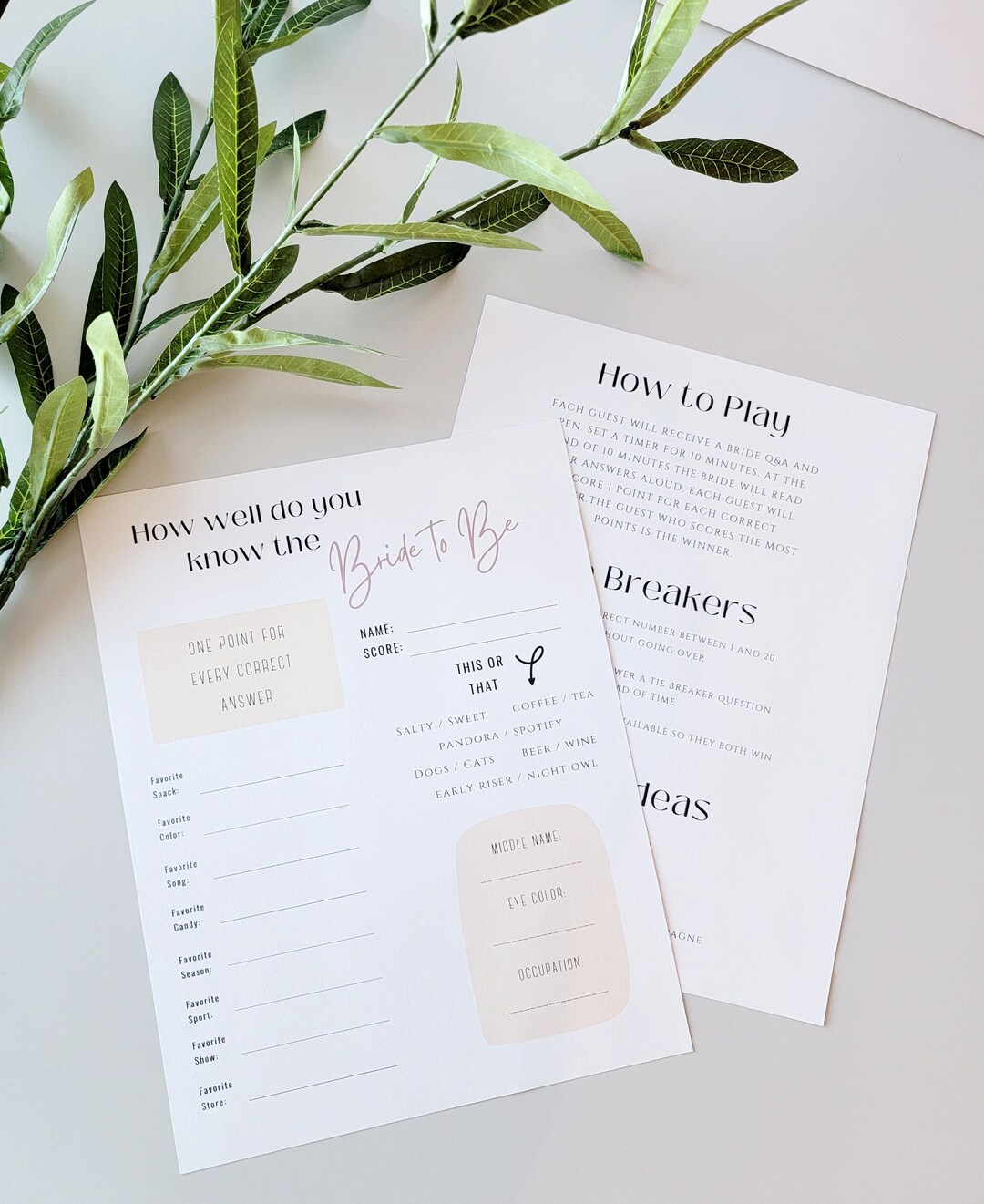 Bridal Shower Party Game, How Well Do You Know the Bride, Printable ...