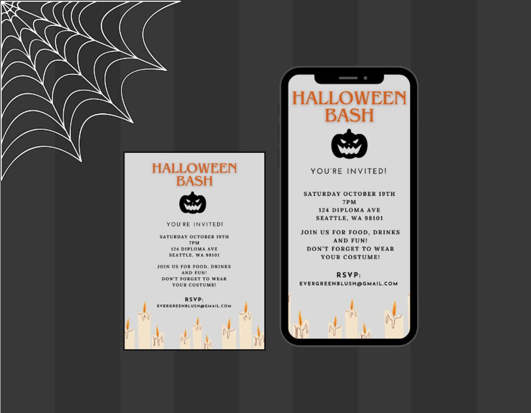 Digital Halloween Party Invitations, Mobile Halloween Bash Invites ...