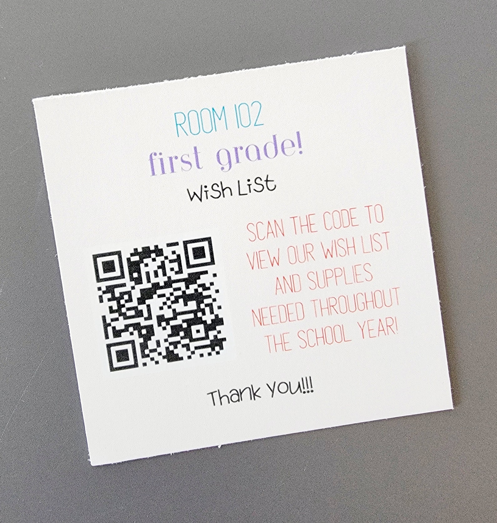 Printable Wish List QR Code Card, Classroom Wishlist QR Code, Teacher ...