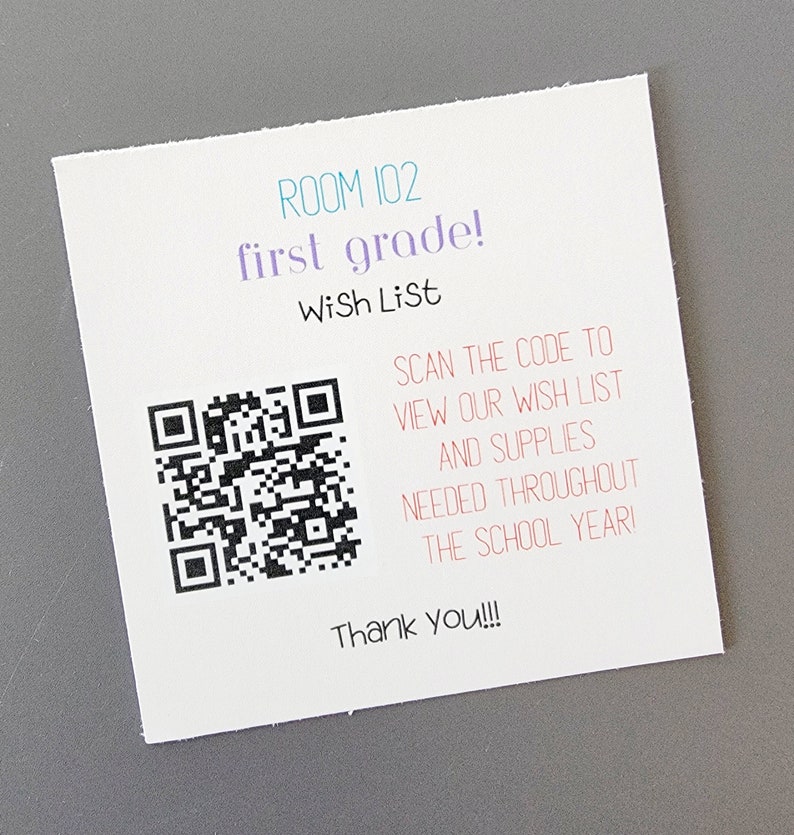 Printable Wish List QR Code Card, Classroom Wishlist QR Code, Teacher ...