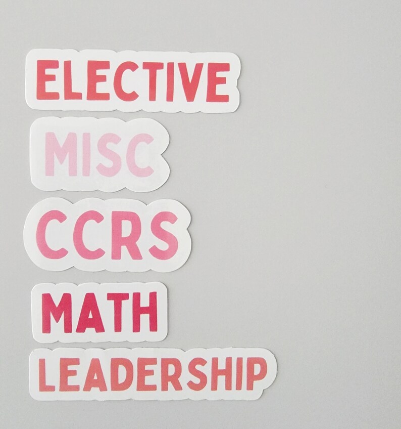 High School Subject Laminated Stickers, Notebook Lables, Divider ...