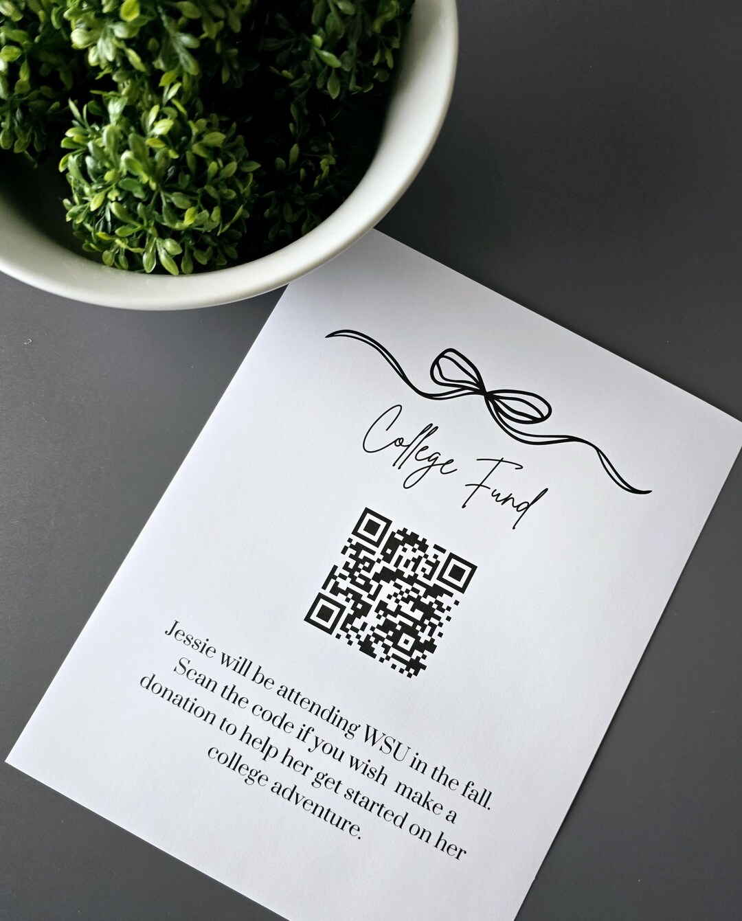 Printable College Fund QR Code Sign, QR Code for Grad Party, College ...