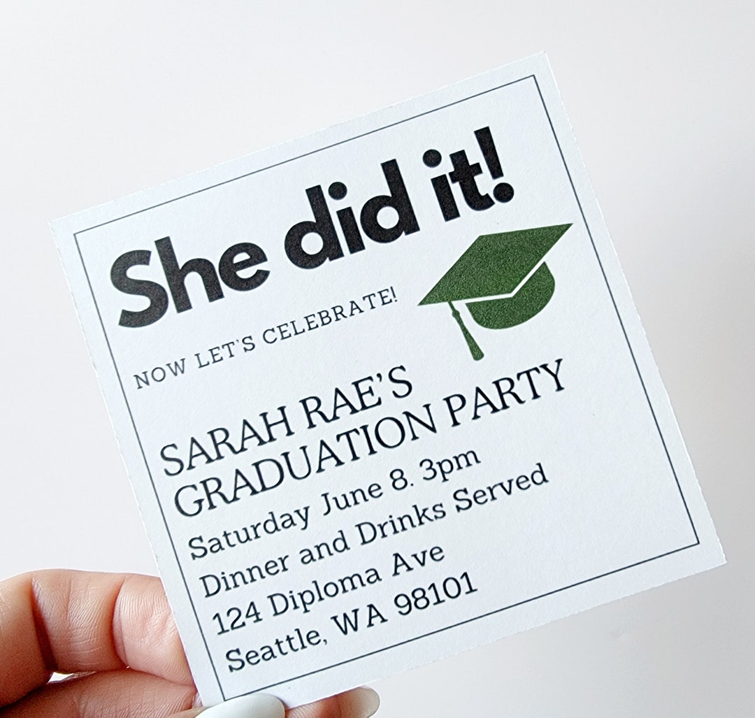 Printable Square Grad Party Inserts, Custom Graduation Details ...
