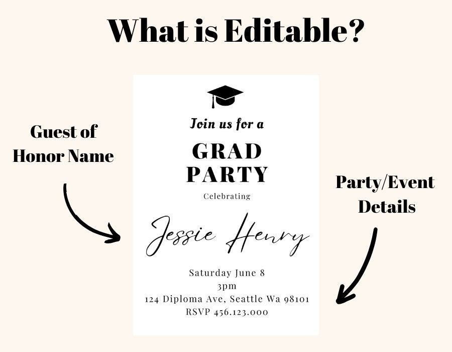 Printable Graduation Party Invitation, 5x7 Invite, Grad Party Invite ...