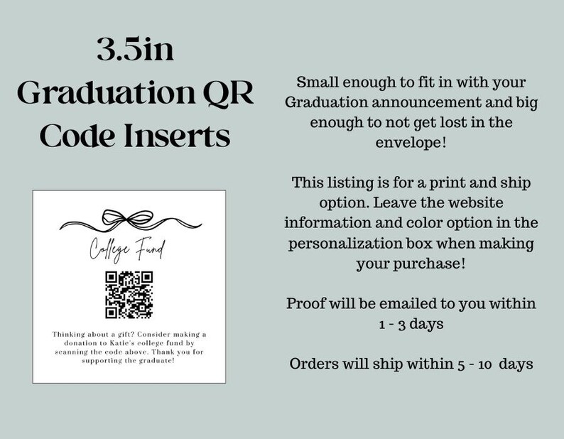 Graduation QR Code Cards, Graduation Announcement Inserts, Bow ...