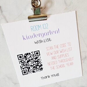 Printable Wish List QR Code Card, Classroom Wishlist QR Code, Teacher ...