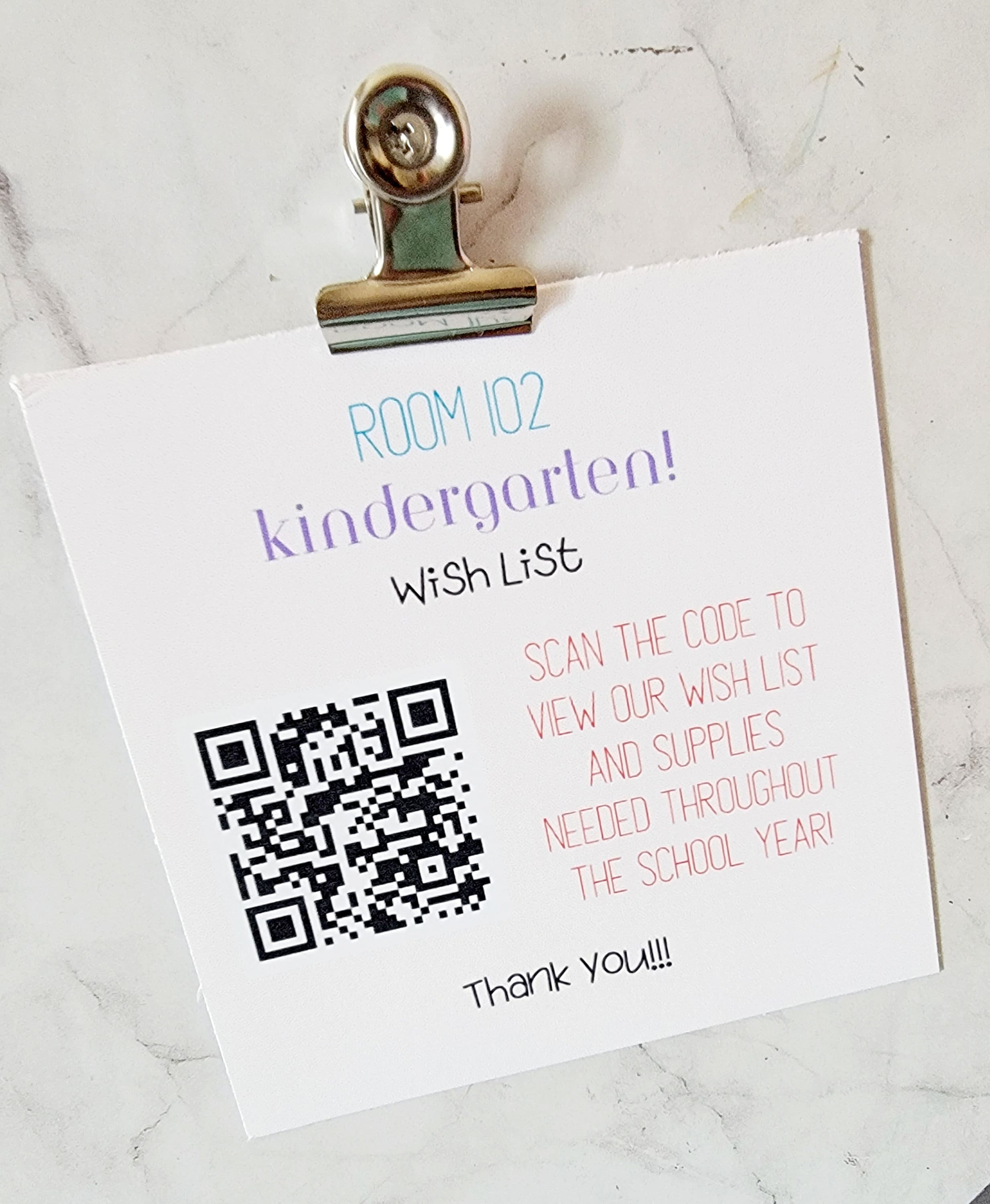 Printable Wish List QR Code Card, Classroom Wishlist QR Code, Teacher ...