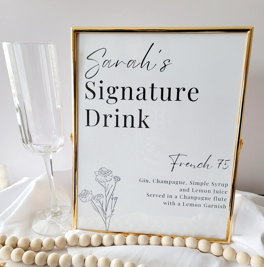 Signature Drink Sign, Printable Bridal Shower Bar Menu, Wedding Drink ...