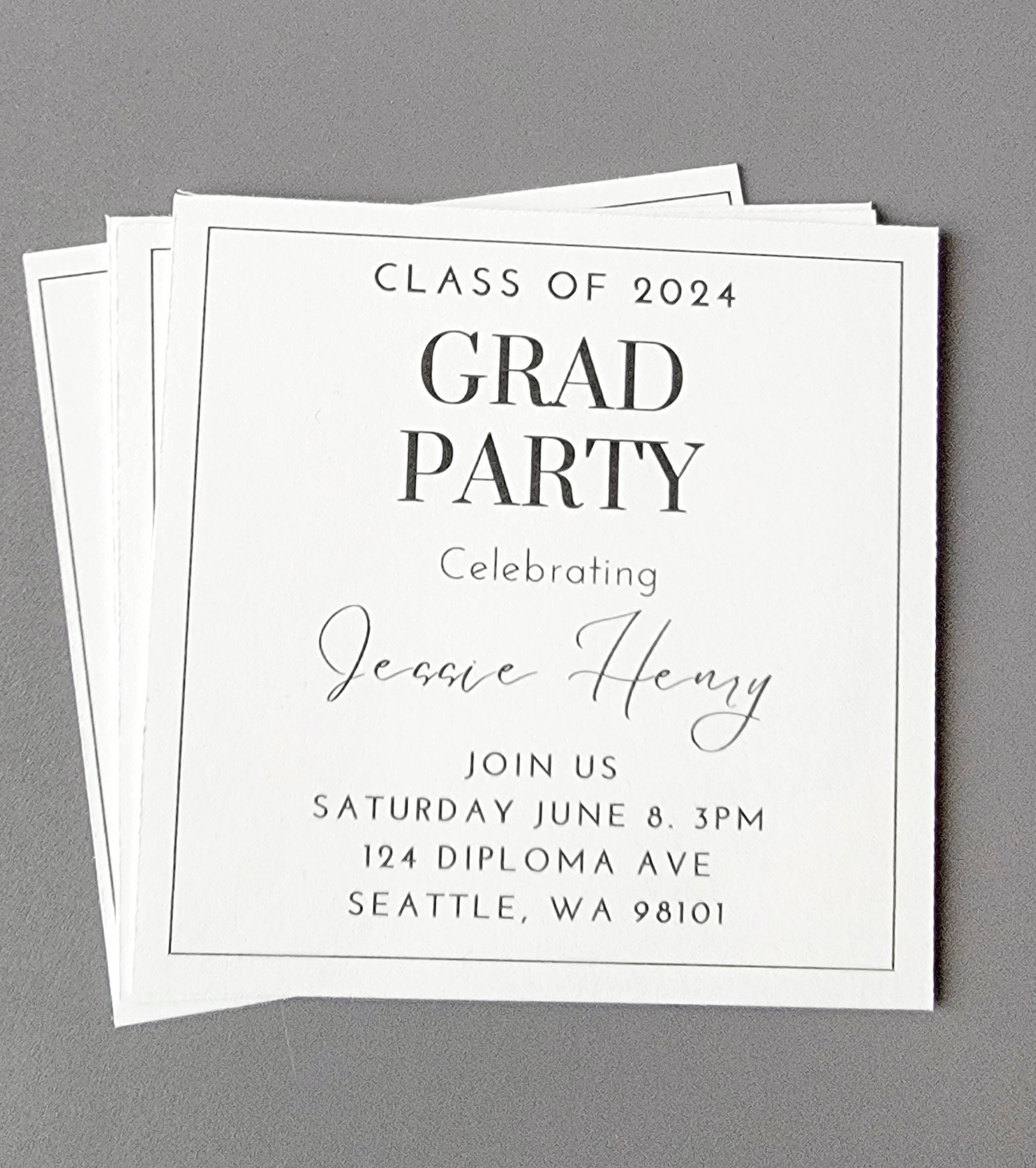 Printable Square Grad Party Inserts, Custom Graduation Details ...