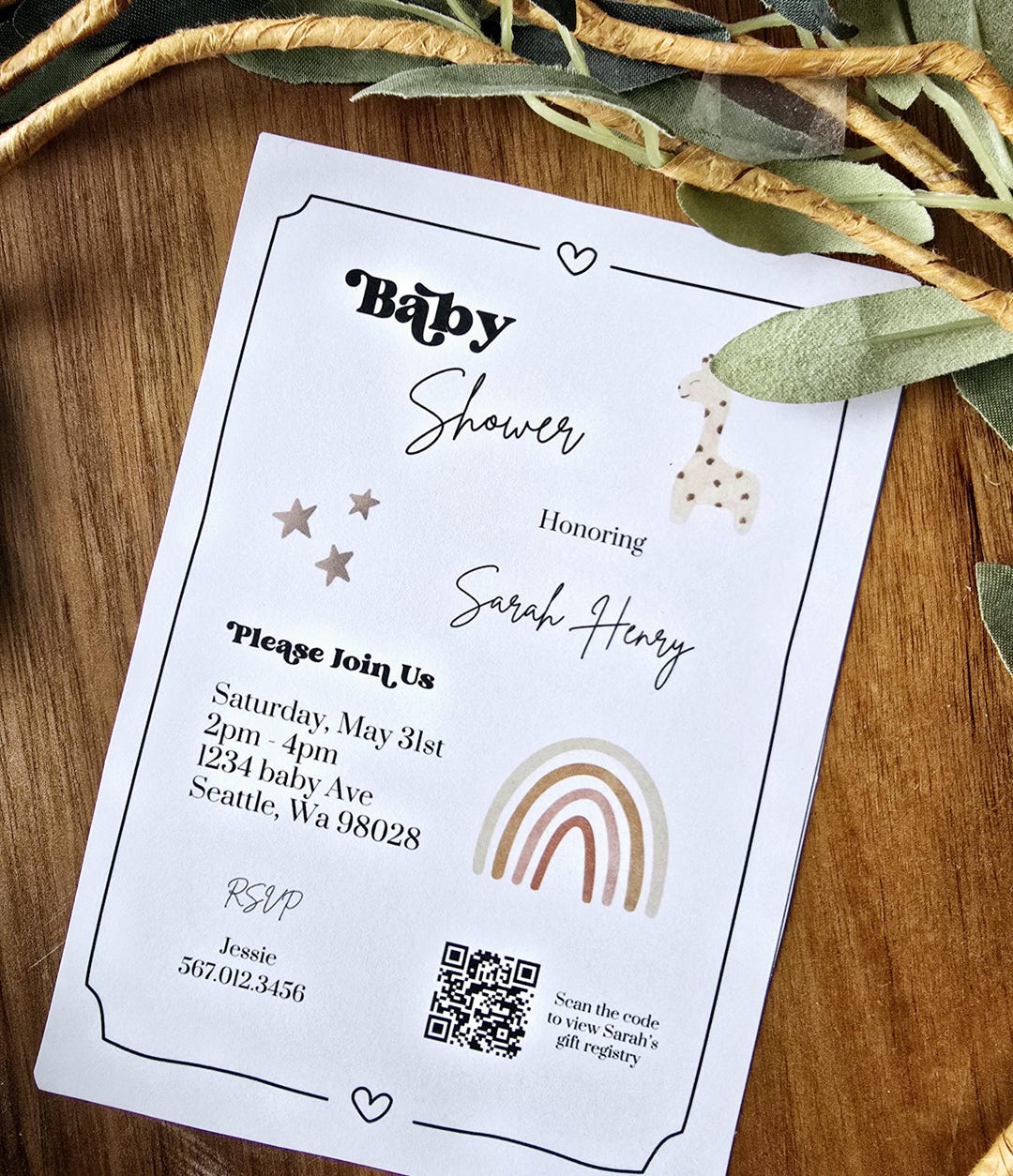 Printable Baby Shower Invitations, 5x7 Baby Shower Invitation, Custom ...