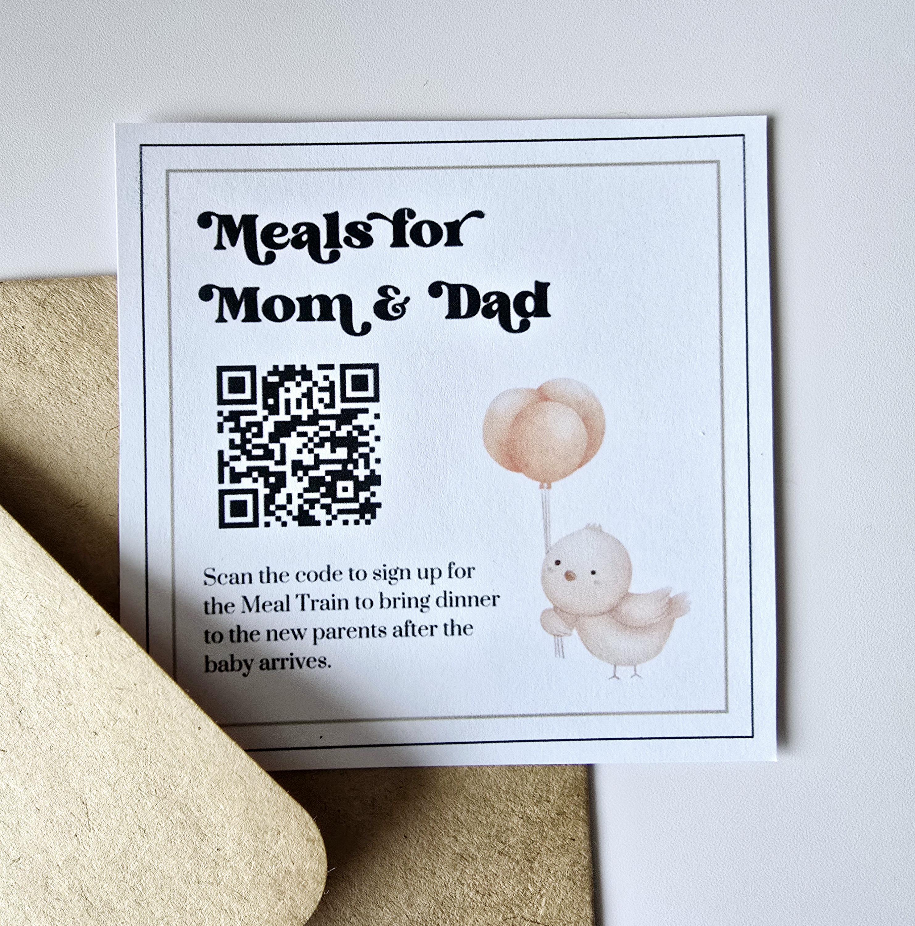 Baby Shower QR Code Enclosure Card, Meal Sign up QR Code Card ...