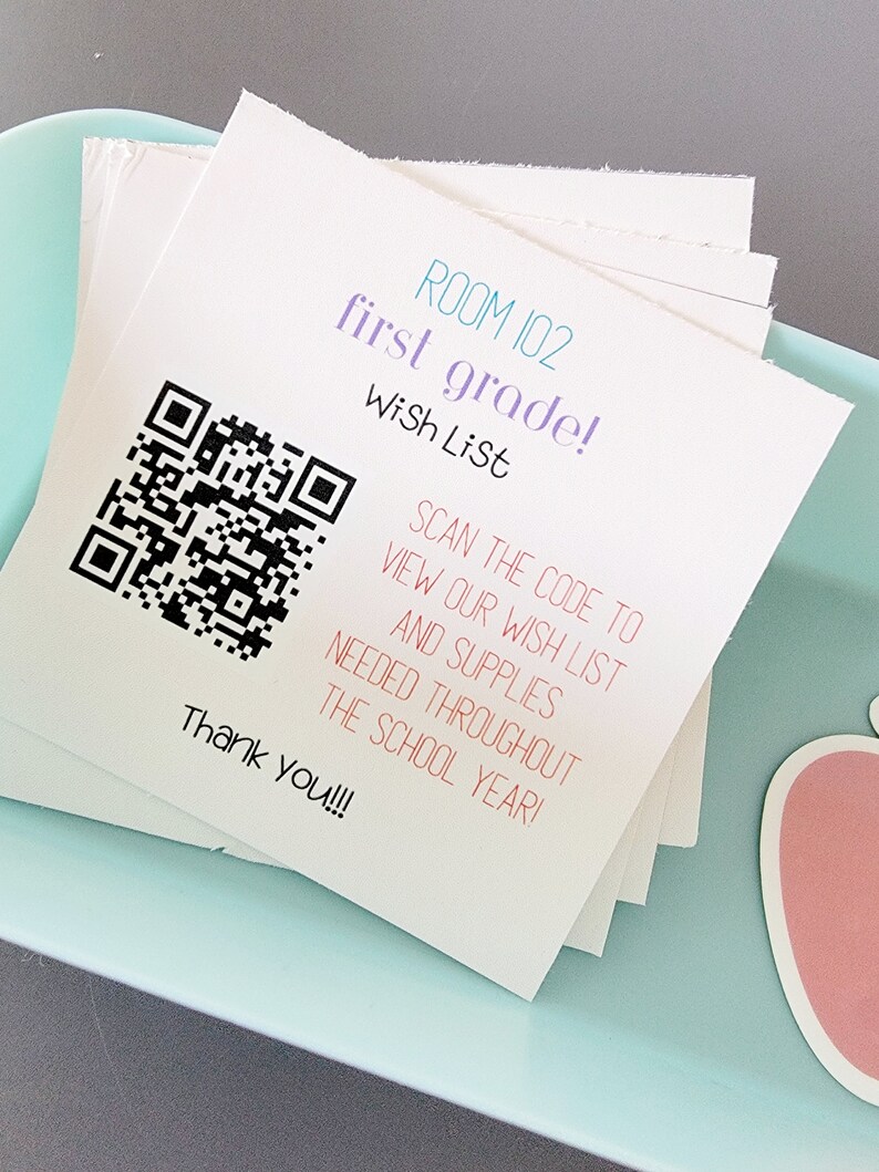 Printable Wish List QR Code Card, Classroom Wishlist QR Code, Teacher ...