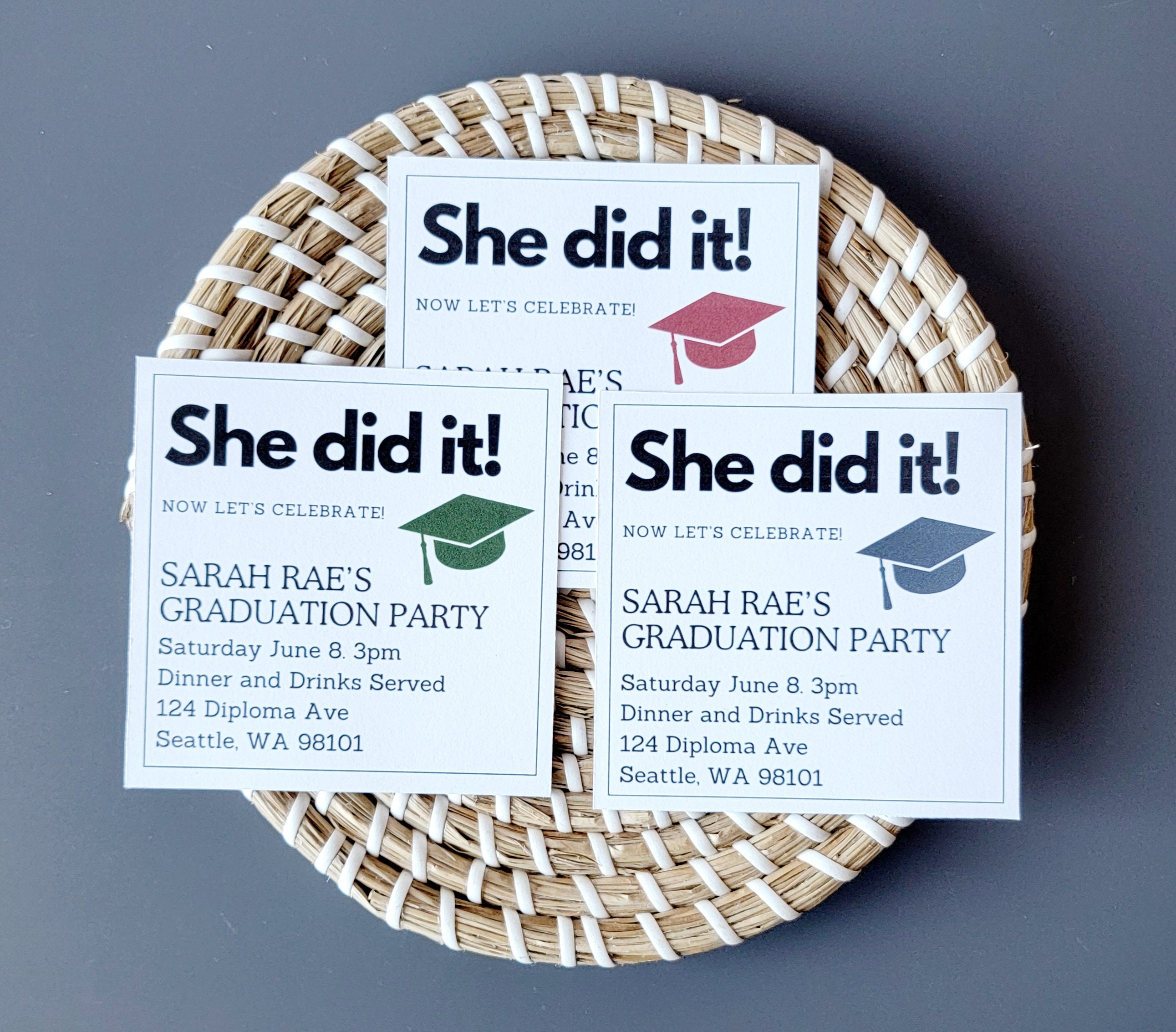 Classic Square Grad Party Inserts, Custom Graduation Details ...